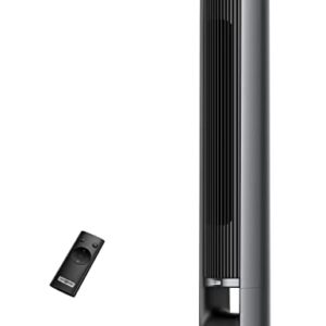 PARIS RHÔNE Tower Fan 42 Inch,42”90° Oscillating Fan,DC Motor,28dB,12 Speeds,4 Modes,12H Timer,LED Display,Floor Standing Fan with Remote,Quiet Cooling Bladeless Fan with Remote for Room or Office