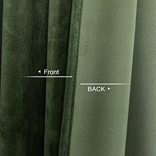 Benedeco Green Velvet Curtains for Bedroom Window, Super Soft Luxury Drapes, Room Darkening Thermal Insulated Rod Pocket Curtain for Living Room, W52 by L84 inches, 2 Panels