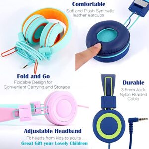 CN-Outlet Kids Headphones for School with Microphone 4 Pack Wired Classroom Headsets Class Set Students Children Boys Girls Teen and Adults (Mixed Colors)