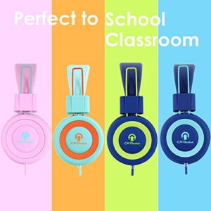 CN-Outlet Kids Headphones for School with Microphone 4 Pack Wired Classroom Headsets Class Set Students Children Boys Girls Teen and Adults (Mixed Colors)