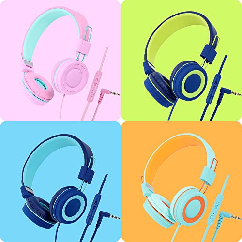 CN-Outlet Kids Headphones for School with Microphone 4 Pack Wired Classroom Headsets Class Set Students Children Boys Girls Teen and Adults (Mixed Colors)