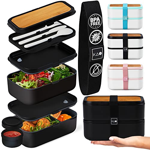 KARRICO XL Bento Box | 68 fl oz Larger Size for Adult Portions | 100% Leakproof | Work Lunch Portion Control | BPA Free Microwave & Dishwasher Safe