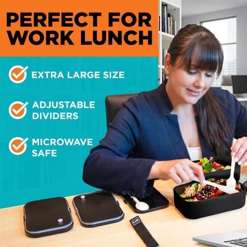 KARRICO XL Bento Box | 68 fl oz Larger Size for Adult Portions | 100% Leakproof | Work Lunch Portion Control | BPA Free Microwave & Dishwasher Safe