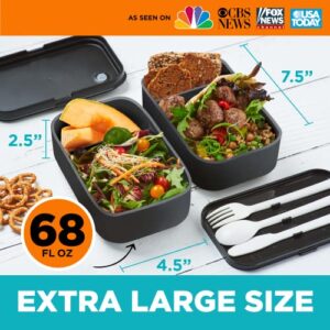 KARRICO XL Bento Box | 68 fl oz Larger Size for Adult Portions | 100% Leakproof | Work Lunch Portion Control | BPA Free Microwave & Dishwasher Safe