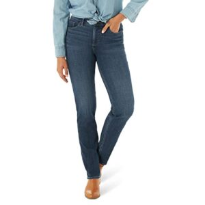 lee women's ultra lux mid-rise slim fit straight leg jean, celestial, 10 petite