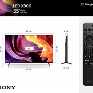 Sony 55 Inch 4K Ultra HD TV X80K Series: LED Smart Google TV with Dolby Vision HDR KD55X80K- Latest Model, Black