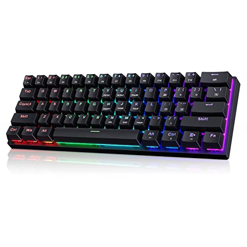 Portable 60% Mechanical Gaming Keyboard, Wired Keyboard with Blue Switches,LED Customization Backlit,61 Keys Ultra-Compact Mini Office Keyboard for PC/Mac/Xbox,Easy to Carry On Trip