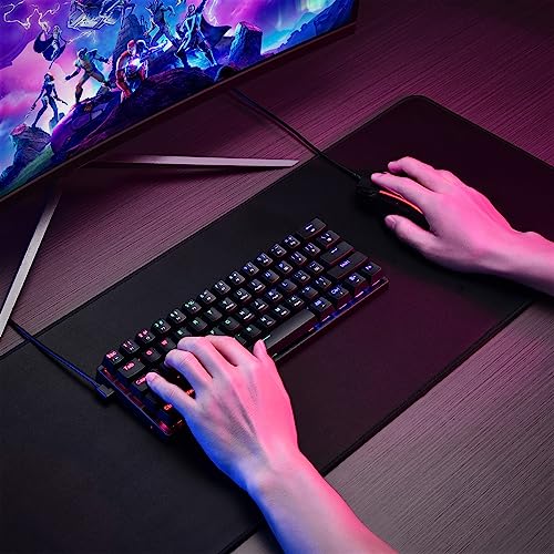 Portable 60% Mechanical Gaming Keyboard, Wired Keyboard with Blue Switches,LED Customization Backlit,61 Keys Ultra-Compact Mini Office Keyboard for PC/Mac/Xbox,Easy to Carry On Trip