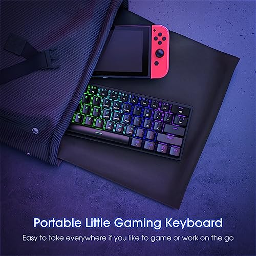 Portable 60% Mechanical Gaming Keyboard, Wired Keyboard with Blue Switches,LED Customization Backlit,61 Keys Ultra-Compact Mini Office Keyboard for PC/Mac/Xbox,Easy to Carry On Trip