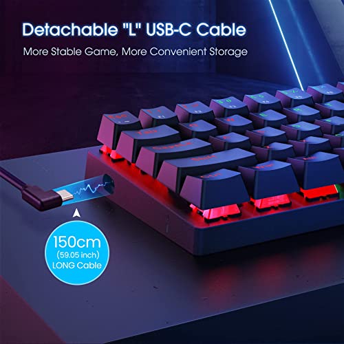 Portable 60% Mechanical Gaming Keyboard, Wired Keyboard with Blue Switches,LED Customization Backlit,61 Keys Ultra-Compact Mini Office Keyboard for PC/Mac/Xbox,Easy to Carry On Trip