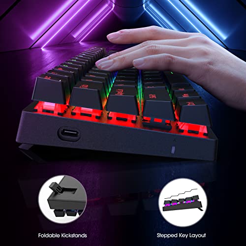 Portable 60% Mechanical Gaming Keyboard, Wired Keyboard with Blue Switches,LED Customization Backlit,61 Keys Ultra-Compact Mini Office Keyboard for PC/Mac/Xbox,Easy to Carry On Trip