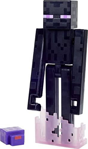 Mattel Minecraft Craft-A-Block Enderman Figure, Authentic Pixelated Video-Game Characters, Action Toy to Create, Explore and Survive, Collectible Gift for Fans Age 6 Years and Older