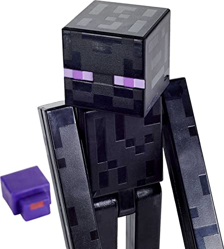 Mattel Minecraft Craft-A-Block Enderman Figure, Authentic Pixelated Video-Game Characters, Action Toy to Create, Explore and Survive, Collectible Gift for Fans Age 6 Years and Older