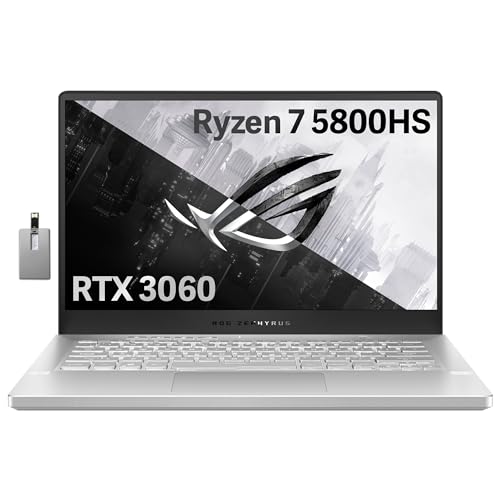 ASUS 2022 ROG Zephyrus 14" FHD 144Hz Gaming Laptop, AMD Ryzen 7-5800HS Processor, 16GB RAM, 2TB PCIe SSD, Backlit Keyboard, NVIDIA GeForce RTX 3060 Graphics, Windows 11, White, 32GB USB Card