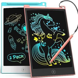 TECJOE 2 Pack LCD Writing Tablet, 8.5 Inch Colorful Doodle Board Drawing Tablet for Kids, Kids Travel Games Activity Learning Toys Birthday Gifts for 3 4 5 6 Year Old Boys and Girls Toddlers