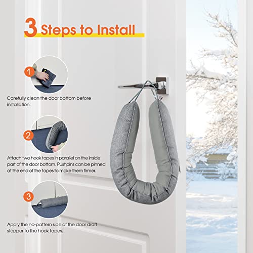 YOOGO Door Draft Stopper - Water Resistant Noise Breeze Cold Air Under Door Blocker, Machine Washable Sound Proof Draft Guard, Door Snake Draft Stopper with Large Storage Bag (36 in Water Resistant)