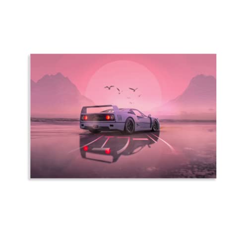 klloq Ferrari F40 Super Sports Car Poster 17 Canvas Poster Wall Art Decor Print Picture Paintings for Living Room Bedroom Decoration Unframe 12x18inch(30x45cm)