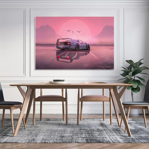 klloq Ferrari F40 Super Sports Car Poster 17 Canvas Poster Wall Art Decor Print Picture Paintings for Living Room Bedroom Decoration Unframe 12x18inch(30x45cm)