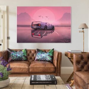 klloq Ferrari F40 Super Sports Car Poster 17 Canvas Poster Wall Art Decor Print Picture Paintings for Living Room Bedroom Decoration Unframe 12x18inch(30x45cm)