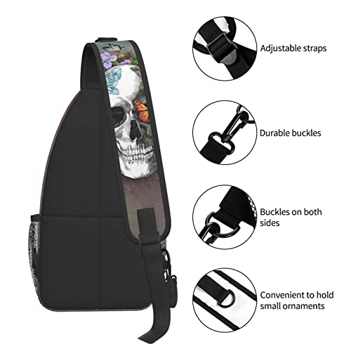 Sugar Skull Large Sling Bag Crossbody Sling Backpack Shoulder Chest Bags Travel Hiking Daypack for Women Men