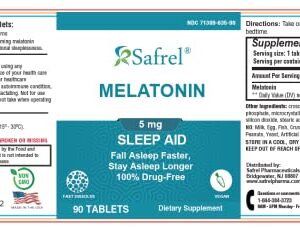 Safrel Melatonin 5mg Tablets, Vegan Natural Sleep Aid, Helps You to Fall Asleep Faster and Stay Asleep Longer, Helps with Occasional Sleeplessness and Supports Restful Sleep, 90 Count