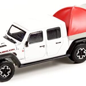 2020 Gladiator Rubicon Pickup Truck White with Modern Truck Bed Tent The Great Outdoors Series 1 1/64 Diecast Model Car by Greenlight 38010 D