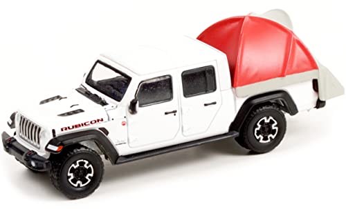 2020 Gladiator Rubicon Pickup Truck White with Modern Truck Bed Tent The Great Outdoors Series 1 1/64 Diecast Model Car by Greenlight 38010 D