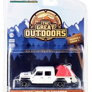 2020 Gladiator Rubicon Pickup Truck White with Modern Truck Bed Tent The Great Outdoors Series 1 1/64 Diecast Model Car by Greenlight 38010 D