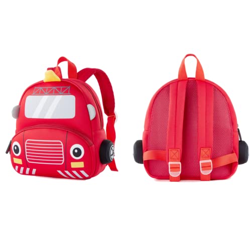 KK CRAFTS Preschool Backpack Toddler Neoprene Animal Waterproof Schoolbag Lunch backpack for Kids Boys Girls (Fire Engine)