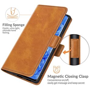 for Oppo Reno 6 Pro Plus 5G Case, Premium PU Leather Wallet Book Style Magnet Phone Case Flip Foldable Kickstand Cover with Card Slots for Oppo Reno 6 Pro 5G Phone case (Yellow)