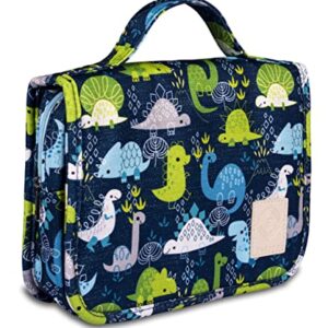 Eudora Hanging Travel Toiletry Kit Bag for Men and Boys, Waterproof Travel Organizer, Cute Dinosaur Snake Cartoon Cosmetic Weekender Bag with 360 Rotatable Hook (Blue)