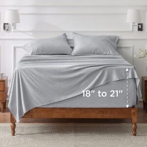 Bedsure Deep Pocket Queen Sheet Set - Ultra Soft Cationic Dyed Air Mattress Sheets, Fits Mattresses Up to 21" Thick, Breathable Luxury Hotel Bed Sheets - 4 Pieces Bedding Sheets & Pillowcases, Grey