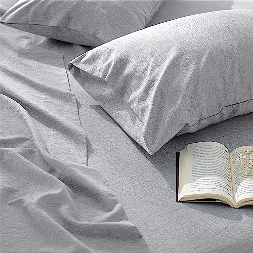 Bedsure Deep Pocket Queen Sheet Set - Ultra Soft Cationic Dyed Air Mattress Sheets, Fits Mattresses Up to 21" Thick, Breathable Luxury Hotel Bed Sheets - 4 Pieces Bedding Sheets & Pillowcases, Grey