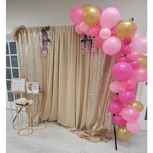 TCBESTO Champagne Gold Sequin Backdrop Curtains Glitter Drapes 2FT x 8FT 2 Panels for Wedding Birthday Party Decorations Bridal Baby Shower Party Supplies Sparkly Photography Background