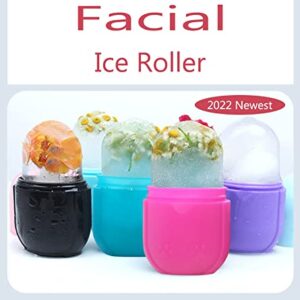 Ice Roller for Face and Eye, Upgrated Facial Beauty Ice Roller Skin Care Tools, Facial Cube, Gua Sha Massage, Silicone Ice Mold (Purple)