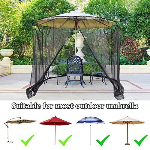 auanvel Patio Umbrella Mesh Screen Outdoor Polyester Mesh Netting Umbrella Hanging Tent with Zipper Door and Adjustable Rope, Fits for 7.5-10 FT Garden Camping Market Table Cantilever Offset Umbrella