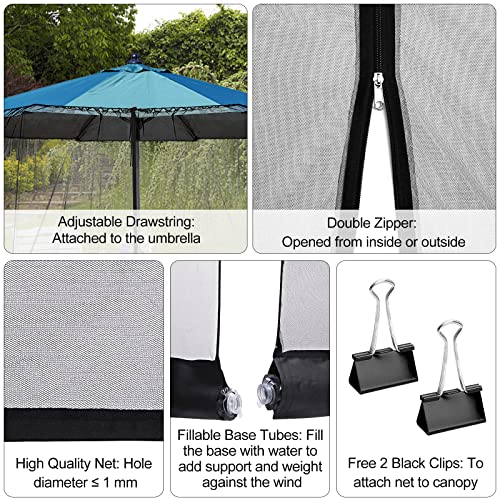 auanvel Patio Umbrella Mesh Screen Outdoor Polyester Mesh Netting Umbrella Hanging Tent with Zipper Door and Adjustable Rope, Fits for 7.5-10 FT Garden Camping Market Table Cantilever Offset Umbrella