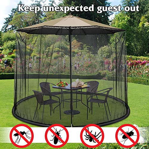 auanvel Patio Umbrella Mesh Screen Outdoor Polyester Mesh Netting Umbrella Hanging Tent with Zipper Door and Adjustable Rope, Fits for 7.5-10 FT Garden Camping Market Table Cantilever Offset Umbrella