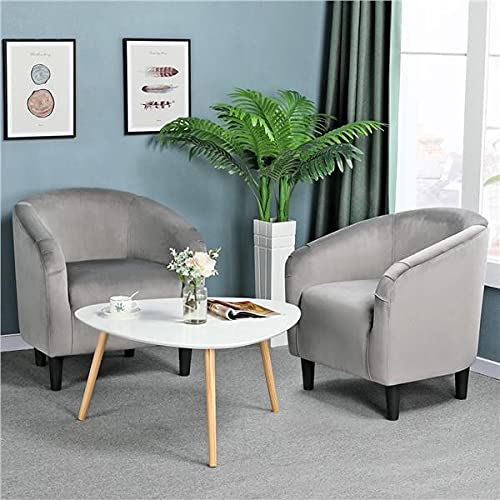 Topeakmart Velvet Accent Chair, Comfy and Modern Velvet Club Chair with Armrest and Sturdy Legs for Living Room/Bedroom Study, Set of 2, Grey