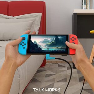 TALK WORKS Fast Charging Cable Compatible with Nintendo Switch, Switch Lite & OLED - USB-C Charger Cables - 10 ft. Long, Right-Angle Cable for Comfortable Mobile Gaming - Blue/Red (2 Pack)