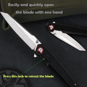 Pocket Folding Knife for EDC, 3.54" D2 Steel Blade Everyday Carry Folding Knife with Clip, G10 Handle for Camping, Fishing, Hiking, Fruit Knife Outdoor Activities Home Improvement, Gifts For Men Women