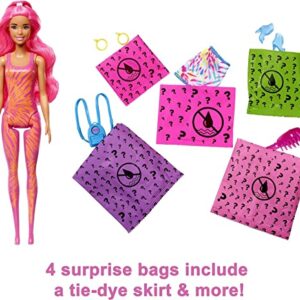 Barbie Color Reveal Doll & Accessories For 3 years and up Neon Tie-Dye Series, 7 Surprises, 1 Barbie Doll (Styles May Vary)