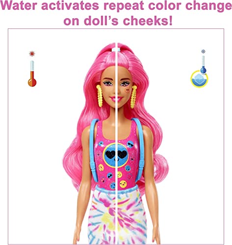 Barbie Color Reveal Doll & Accessories For 3 years and up Neon Tie-Dye Series, 7 Surprises, 1 Barbie Doll (Styles May Vary)