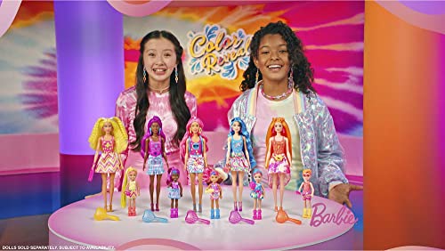 Barbie Color Reveal Doll & Accessories For 3 years and up Neon Tie-Dye Series, 7 Surprises, 1 Barbie Doll (Styles May Vary)