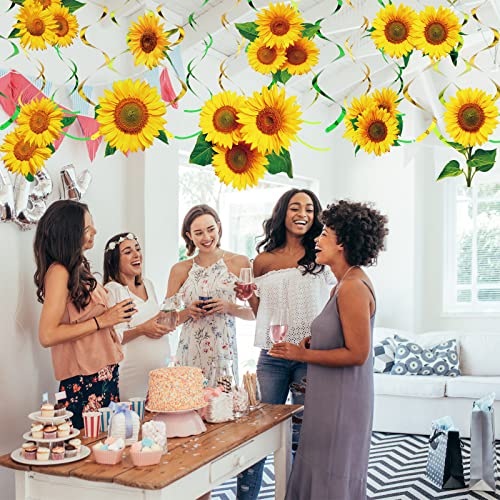 30 Pieces Sunflower Hanging Swirls Decorations Sunflower Party Supplies Sun Flowers Party Foil Swirls Ceiling Wall Decor for Sunflower Themed Party Baby Shower Birthday Party Favor Supplies