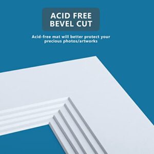 Somime 10 Pack Pre-Cut 11 x 14 White Picture Mats for 8x10 Photos - White Core Bevel Cut Frame Matte, Acid Free, Ideal for Frames/Artwork/Prints