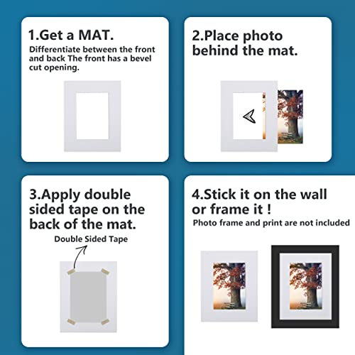 Somime 10 Pack Pre-Cut 11 x 14 White Picture Mats for 8x10 Photos - White Core Bevel Cut Frame Matte, Acid Free, Ideal for Frames/Artwork/Prints