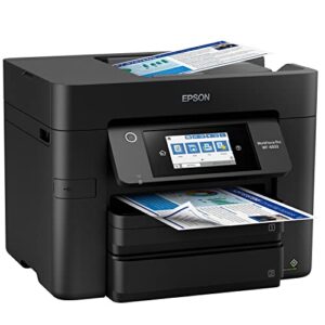 Epson Workforce Pro WF-4833 Wireless All-in-One Color Inkjet Printer - Print Scan Copy Fax - 25 ppm, 4800x2400 dpi, 4.3" Touchscreen, Auto 2-Sided Printing, 50-Sheet ADF, 500-Sheet Capacity, Ethernet