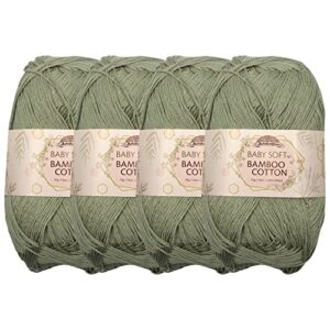 jubileeyarn baby soft bamboo cotton yarn - 50g/skein - burning sage - 4 skeins