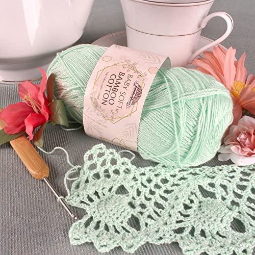 JubileeYarn Baby Soft Bamboo Cotton Yarn - 50g/Skein - Burning Sage - 4 Skeins